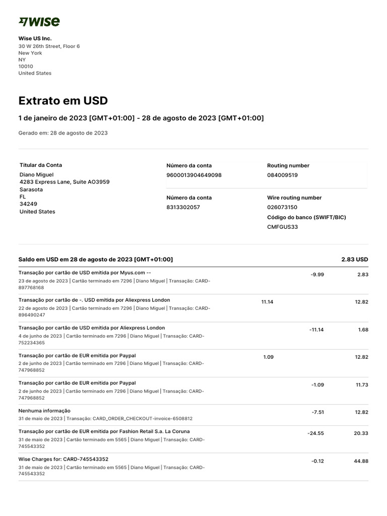 Extrato Wise | PDF