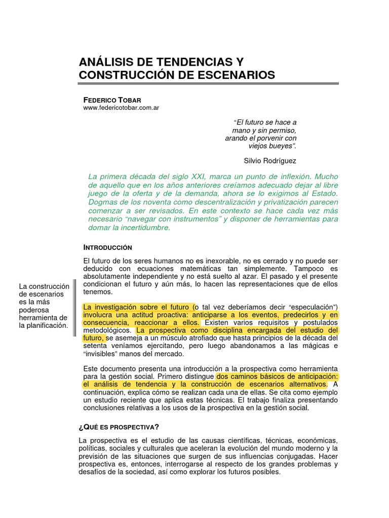 2012 - Federico Tobar - Análisis de tendencias y construcción de escenarios | PDF ...