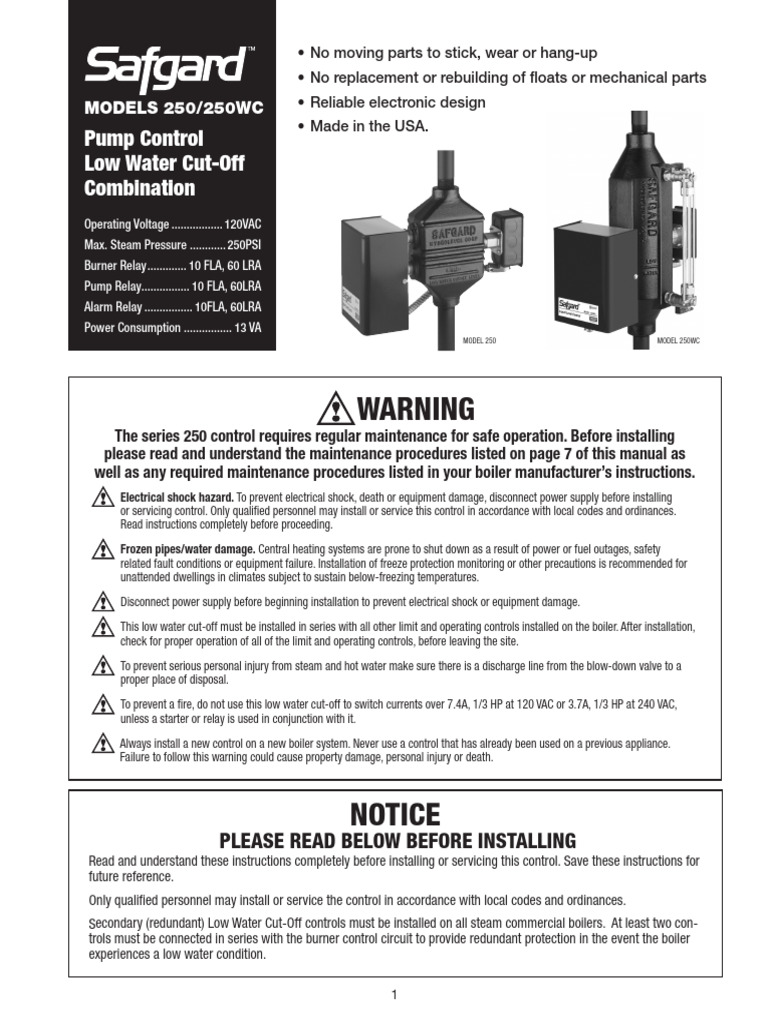 Model 250 250WC Instructions R12a 120622 | PDF | Pump | Boiler