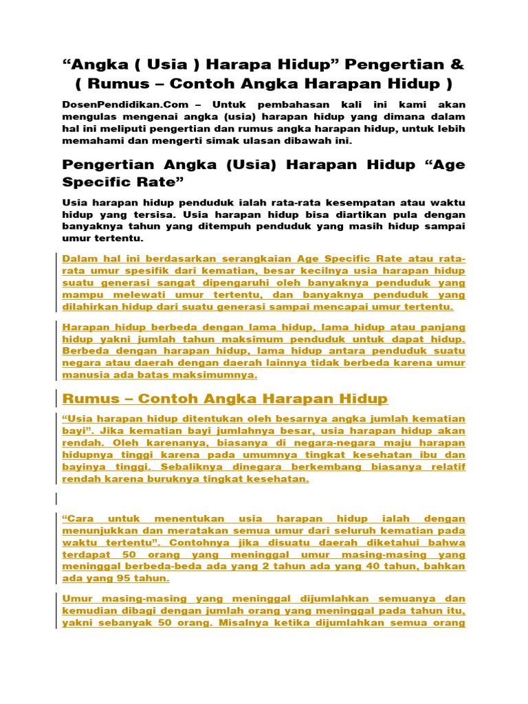 Angka Harapan Hidup (AHH) Tahun 2018 | PDF | Gaya Hidup