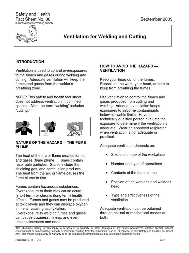 Ventilation For Welding and Cutting | PDF | Ventilation (Architecture ...