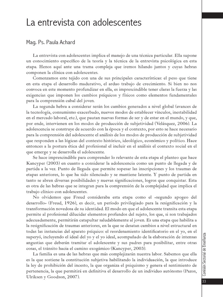 La Entrevista Con Adolescentes | PDF | Adultos | Adolescencia