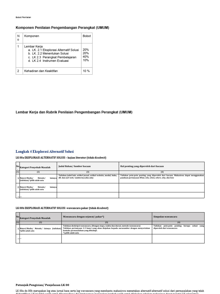 Bobot Penilaian | PDF