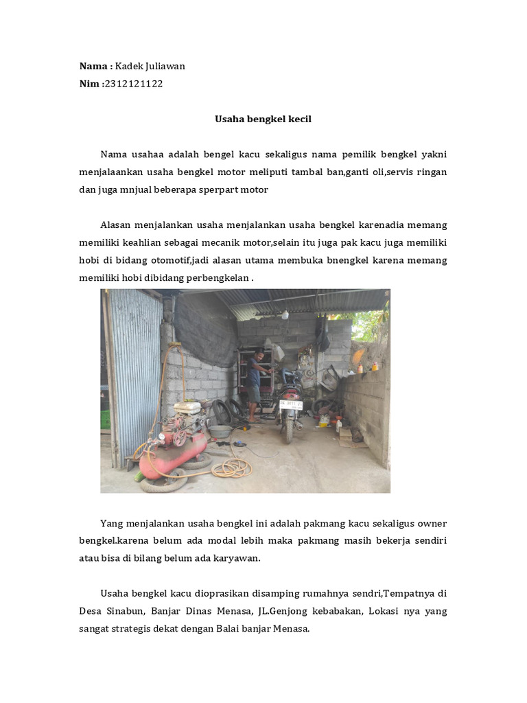 Usaha Bengkel Kecil Artikel Juliawan | PDF | Karier & Perkembangan