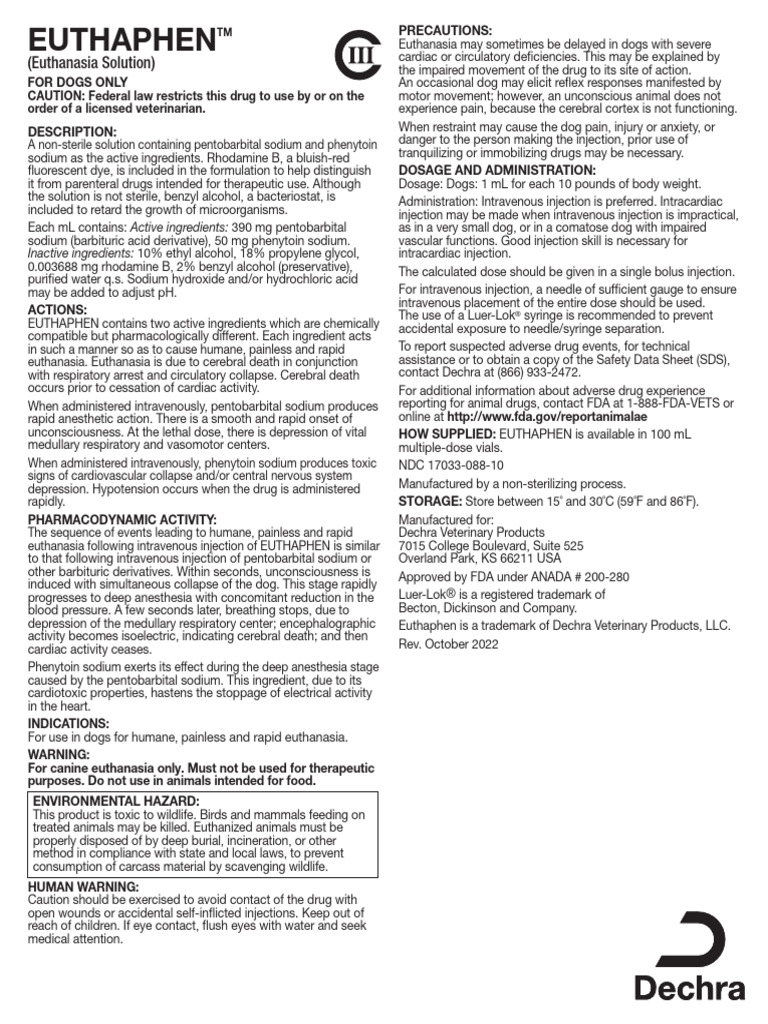 M220008 Euthaphen Product Insert | PDF | Health Care | Medical Specialties
