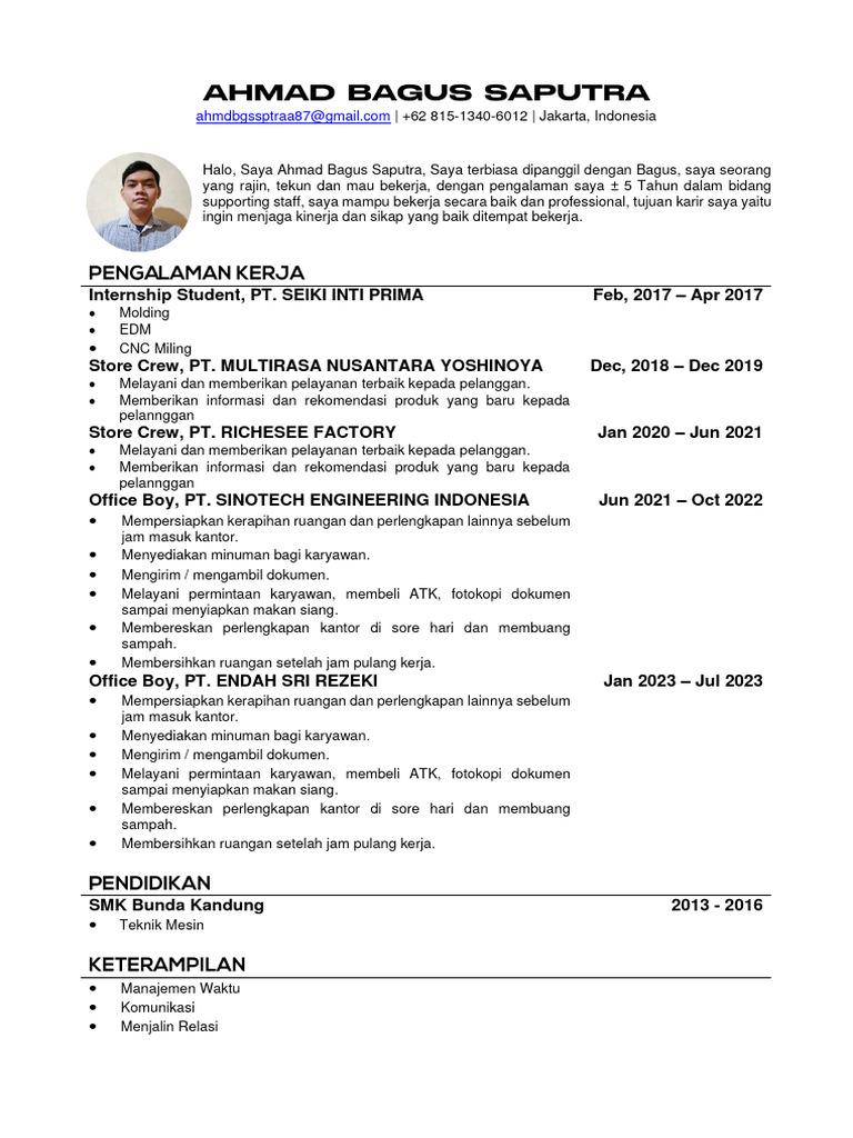 CV - Bagus S (New, Complete) | PDF