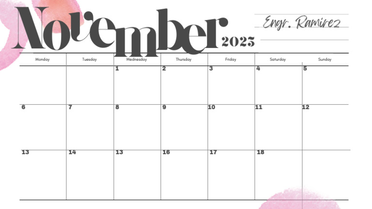 White Modern Minimalist Monthly Planner November 2023 Calendar | PDF