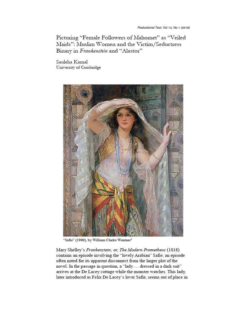 Postcolonial Text - Victim Seductress Binary - Frankenstein Alastor ...