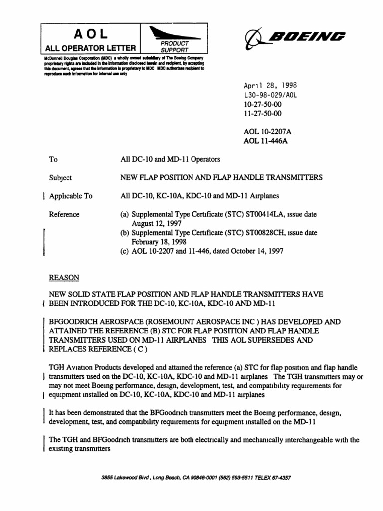Aol 11 0446 A | PDF | Aircraft Manufacturers Of The United States | Boeing