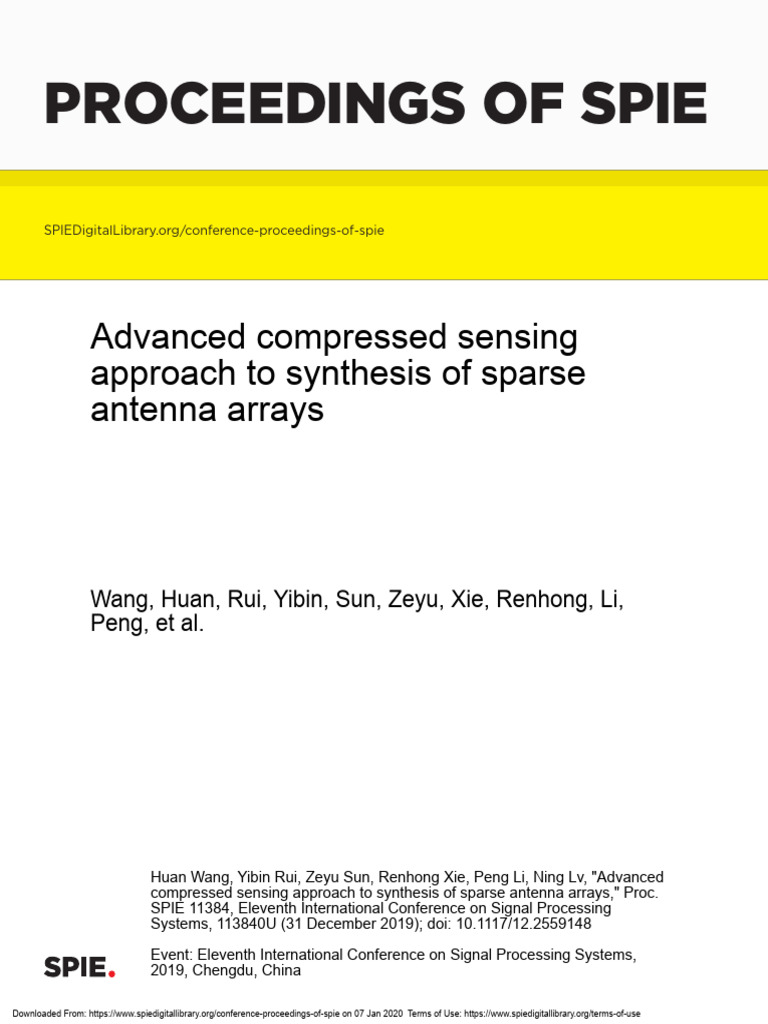 Advanced Compressed Sensing Approach To Synthesis of Sparse Antenna Arrays | PDF | Matrix ...