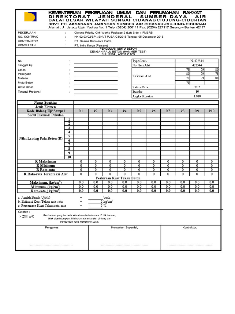 Hasil Pengujian Hammer Test Beton | PDF