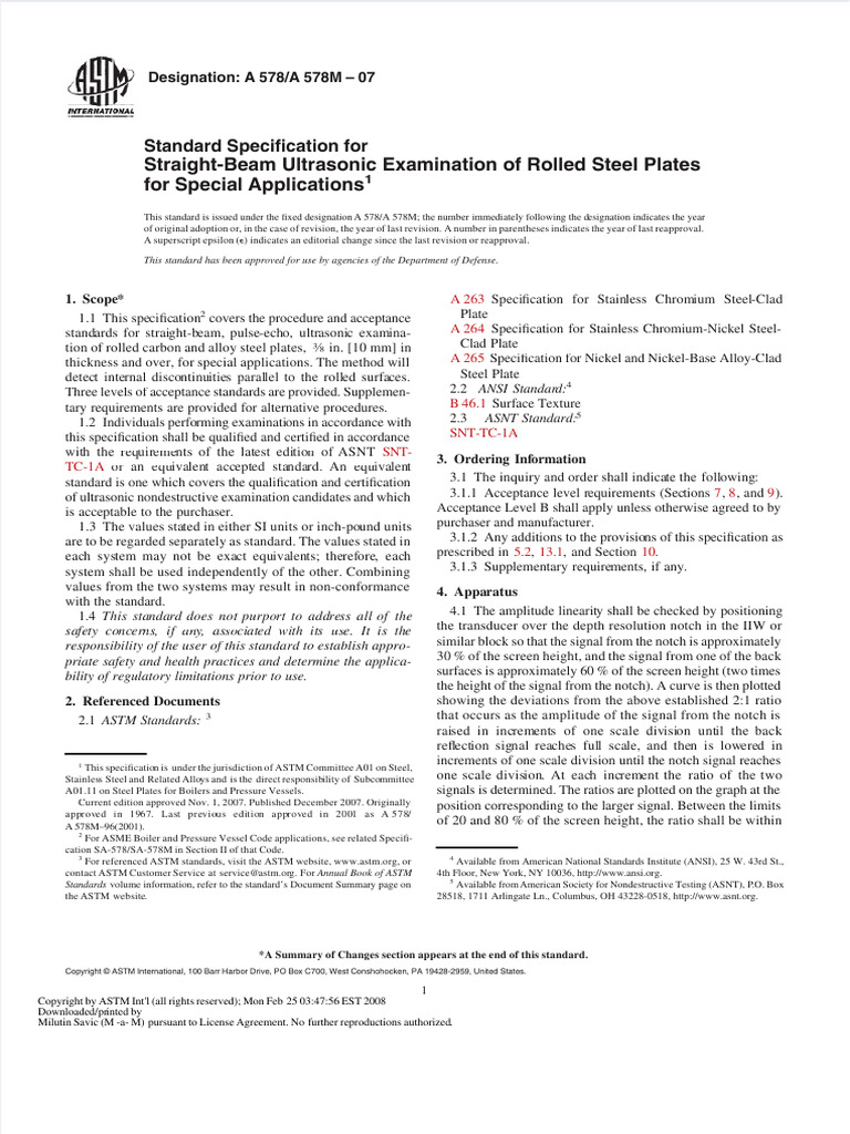 Astm A578-07 | PDF | Stainless Steel | Area