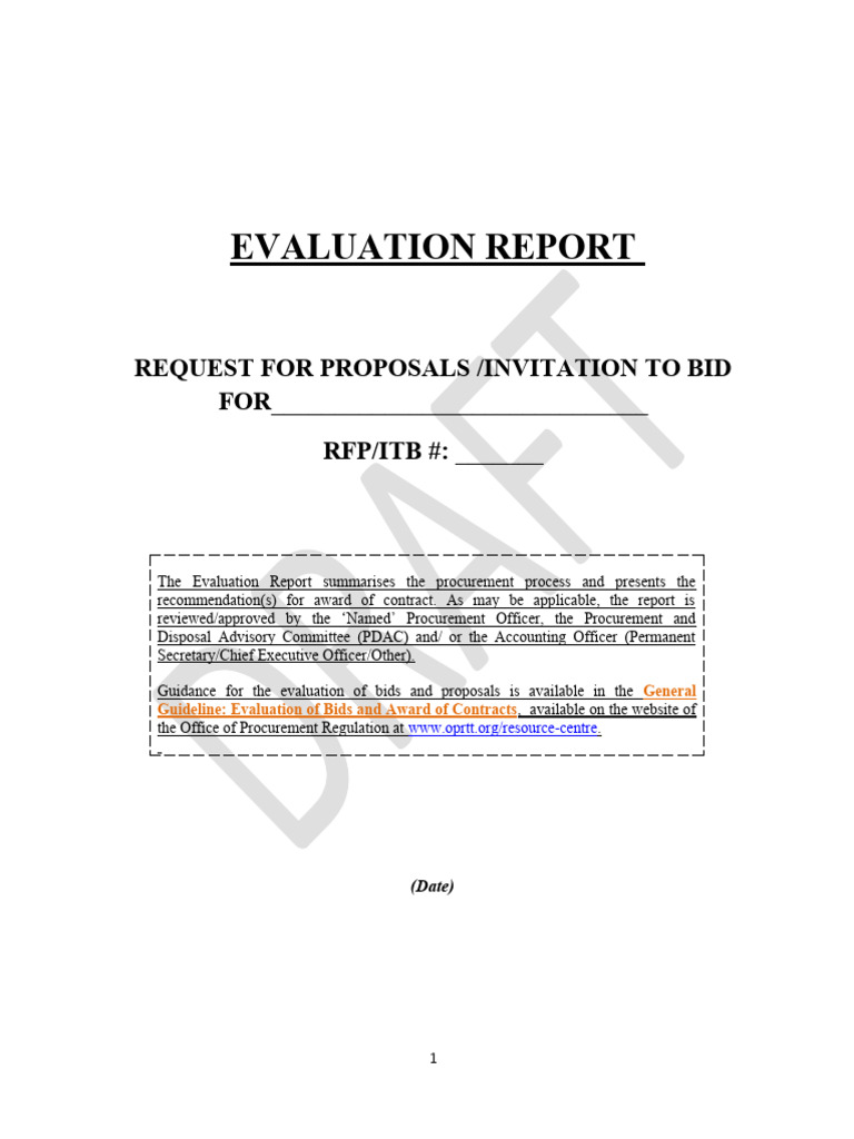 Tender Evaluation Report Template | PDF | Request For Proposal ...