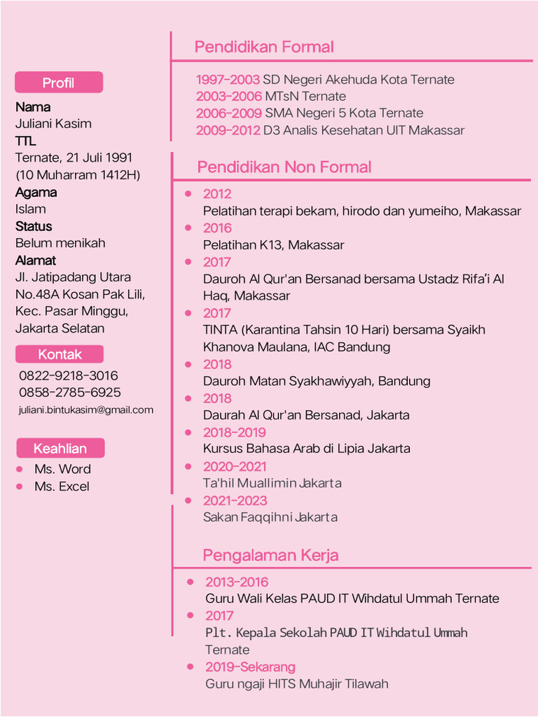 CV Juliani Kasim 2023 | PDF