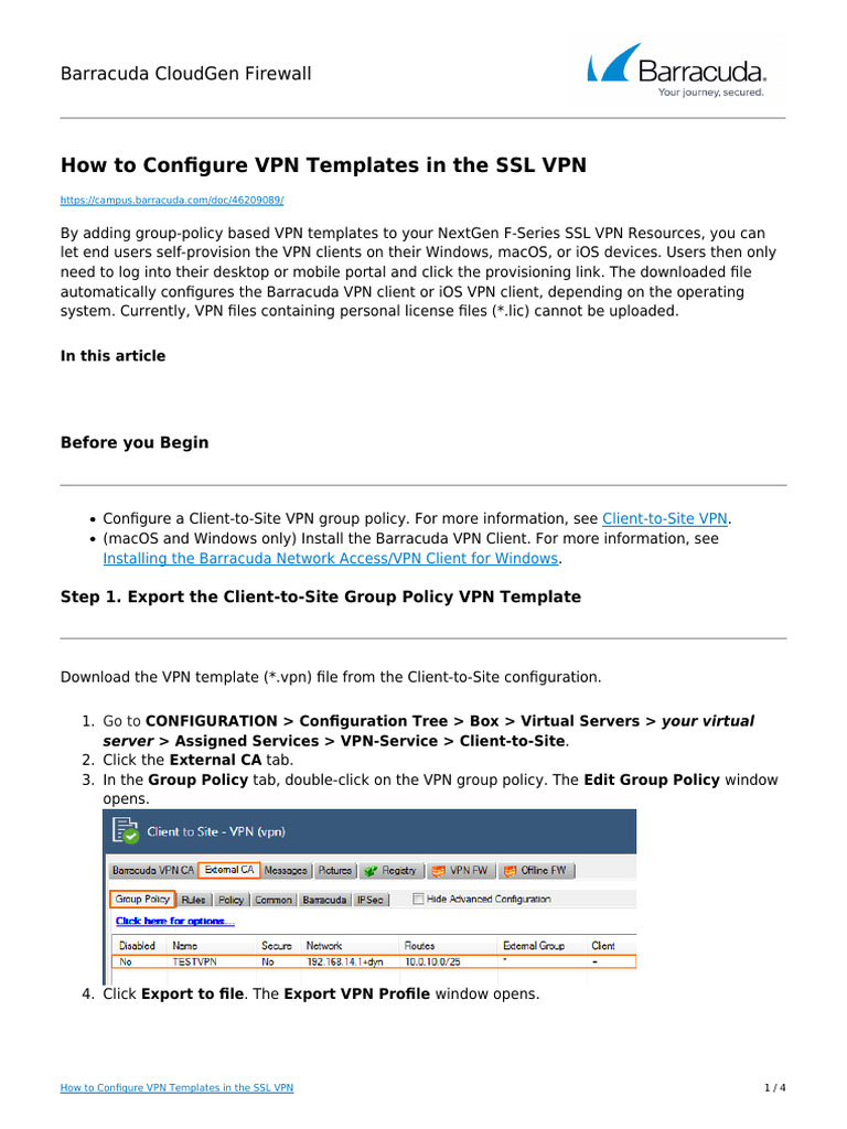 Configuring Barracuda VPN Templates | PDF | Group Policy | Virtual ...