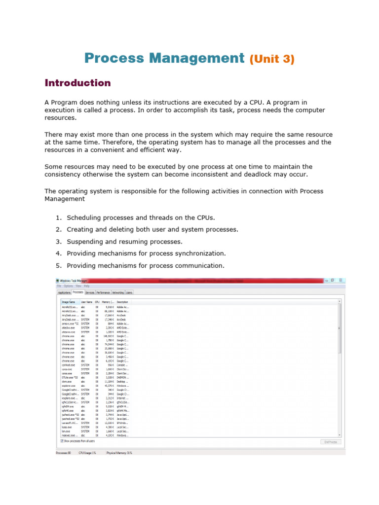 Process Management (Unit 3) | PDF | Process (Computing) | Scheduling ... Process Management (Unit 3) | PDF | Process (Computing) | Scheduling ...