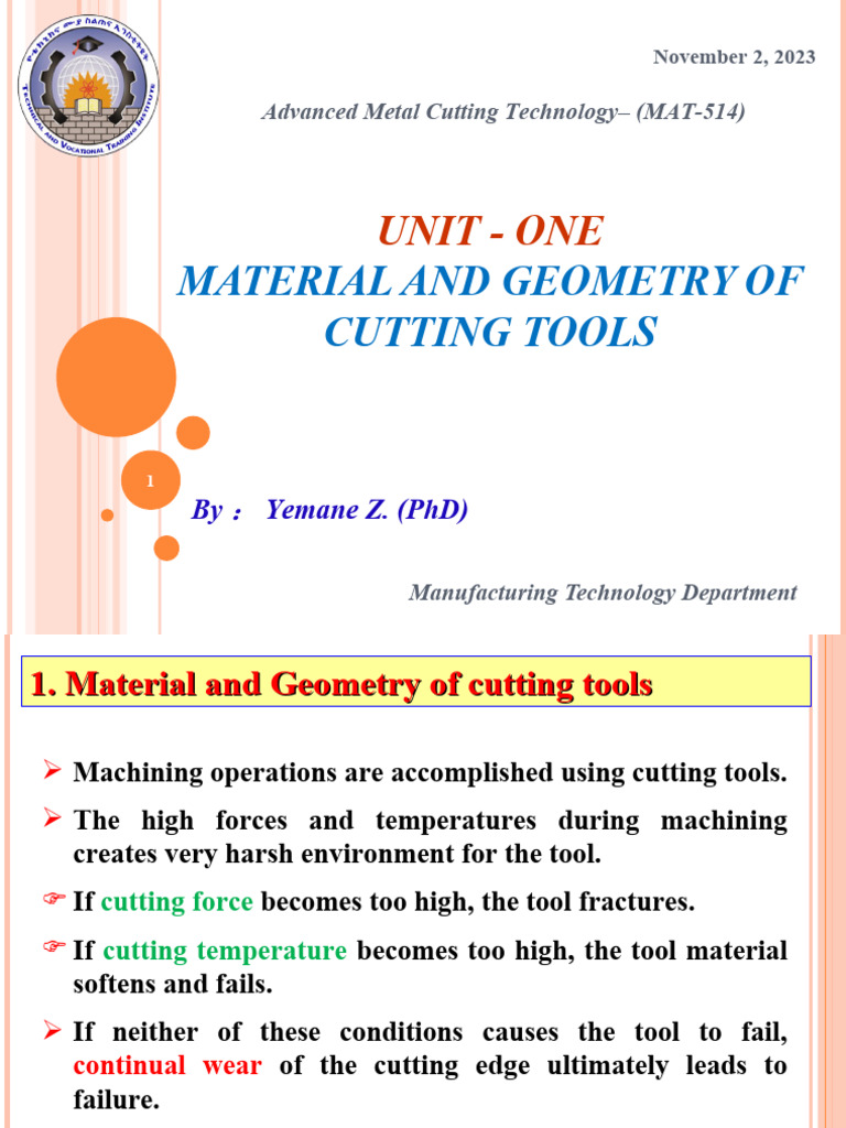Unit One Material and Geometry of Cutting Tools 2015 | PDF | Machining | Steel
