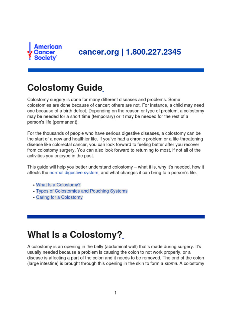 Colostomy | PDF | Diarrhea | Colorectal Cancer
