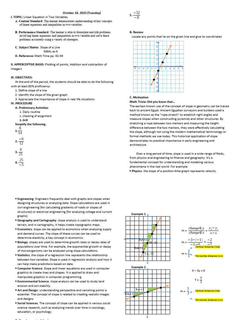CO1 Slope | PDF | Slope | Mathematics