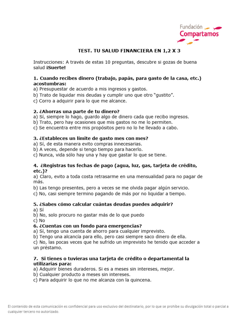 Test Tu Salud Financiera en 12 X 3FC | PDF | Bancos | Tarjeta de crédito