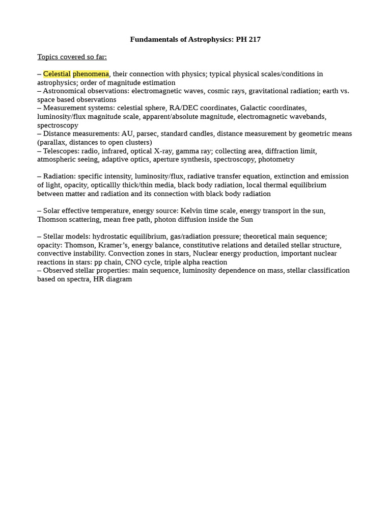 Astrophysics Fundamentals: Key Concepts | PDF