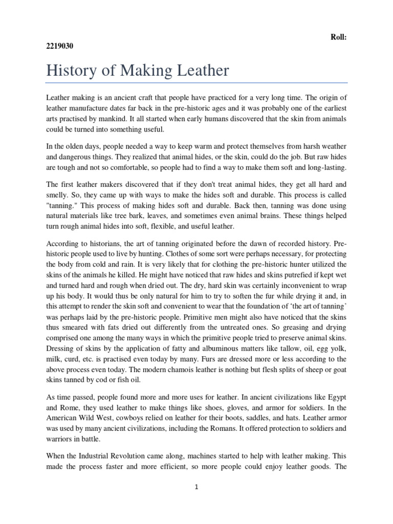 History and Evolution of Leather Making | PDF | Leather | Hide (Skin)