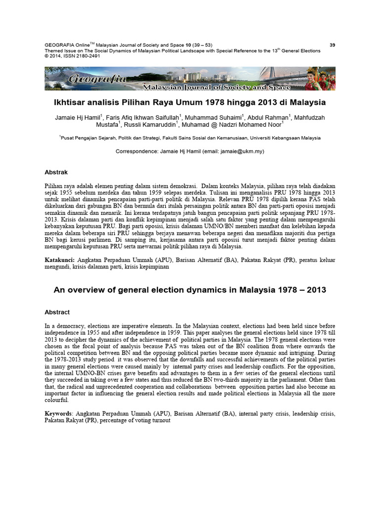 Pilihan Raya Umum 1978 Hingga 2013 Di Malaysia | PDF
