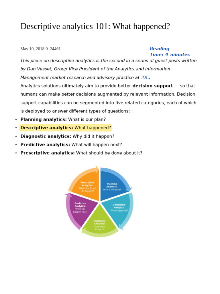 Descriptive Analytics | PDF | Data Analysis | Analytics Descriptive Analytics | PDF | Data Analysis | Analytics