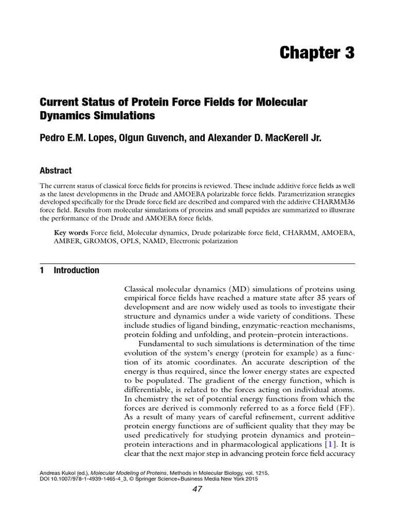 2014 Lopes Current Status of Protein Force Fields For MD Simulations ...