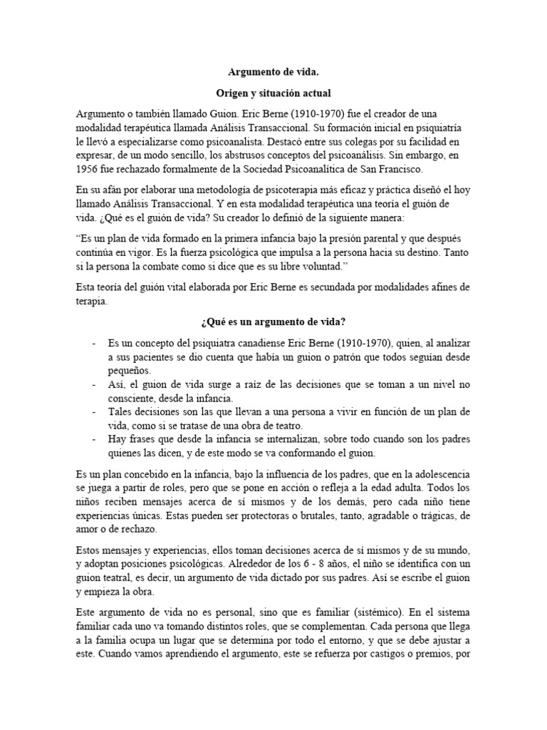 Argumento de Vida | PDF | Sicología