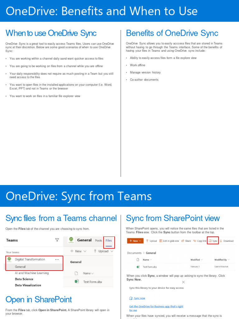 ABT OneDrive Sync QRG | PDF | Computer File | Software Engineering