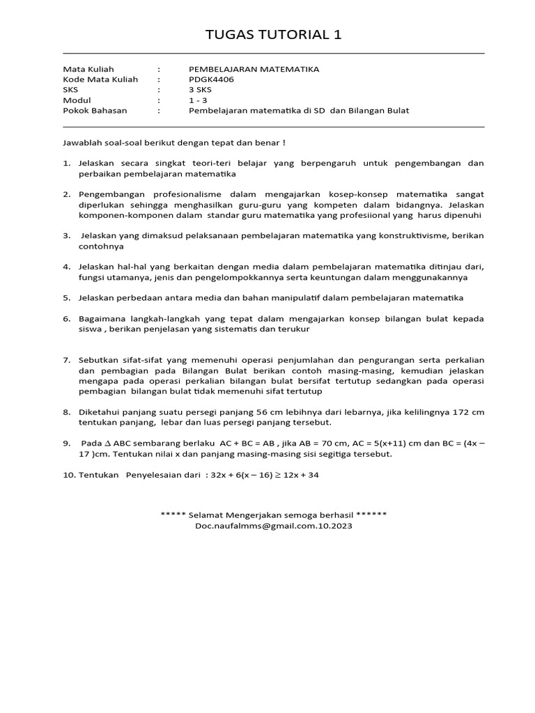 Tugas Tutorial 1 - 2023 | PDF