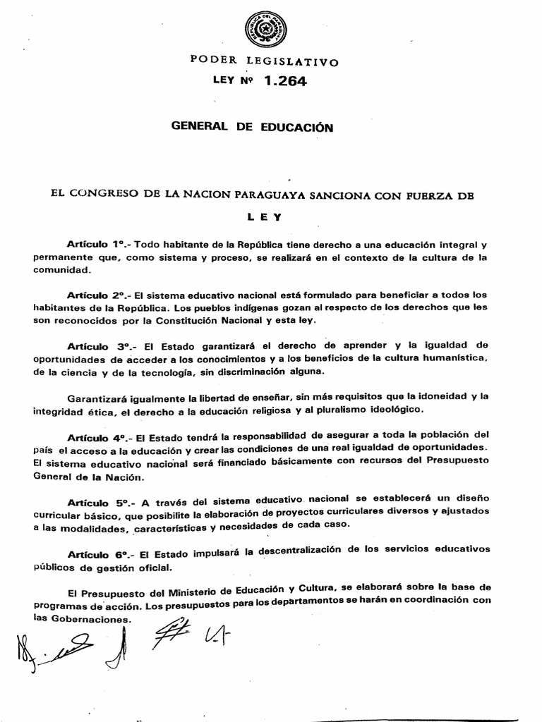 Ley 1264 1998 General de Educacion | PDF