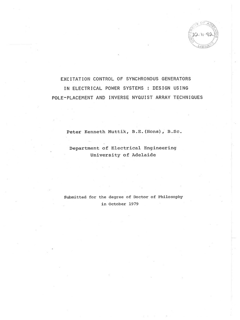 Excitation Control of Syn - Generator | PDF | Control Theory ...