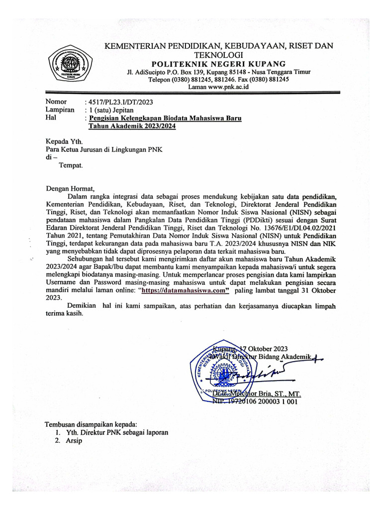 Pengisian Kelengkapan Biodata Maba 2023 Elektro | PDF