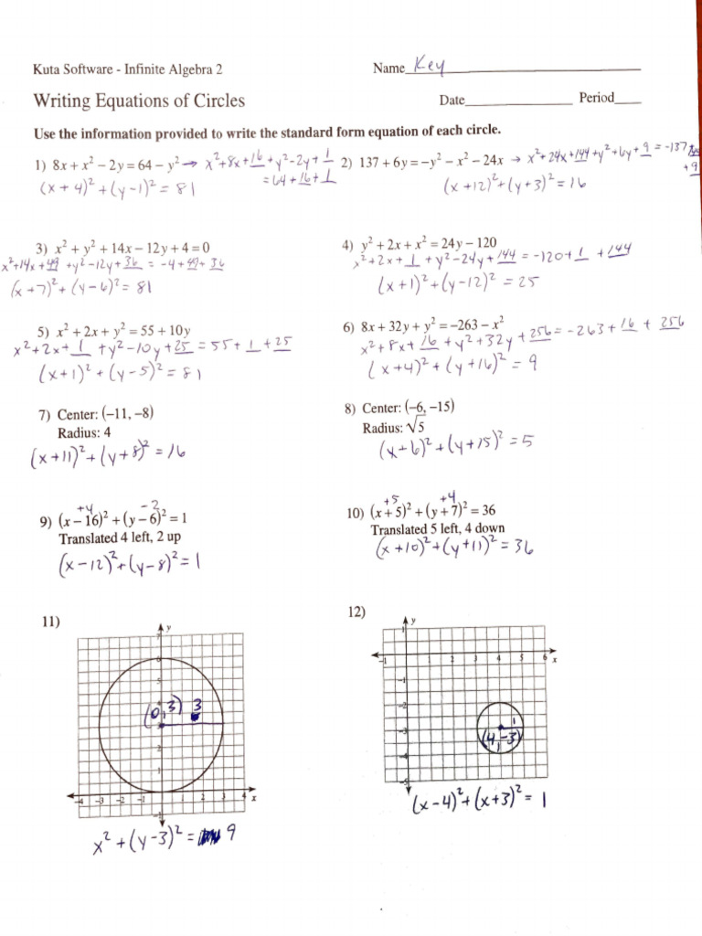 Equations of Circles HW Solutions - 1-21odd | PDF