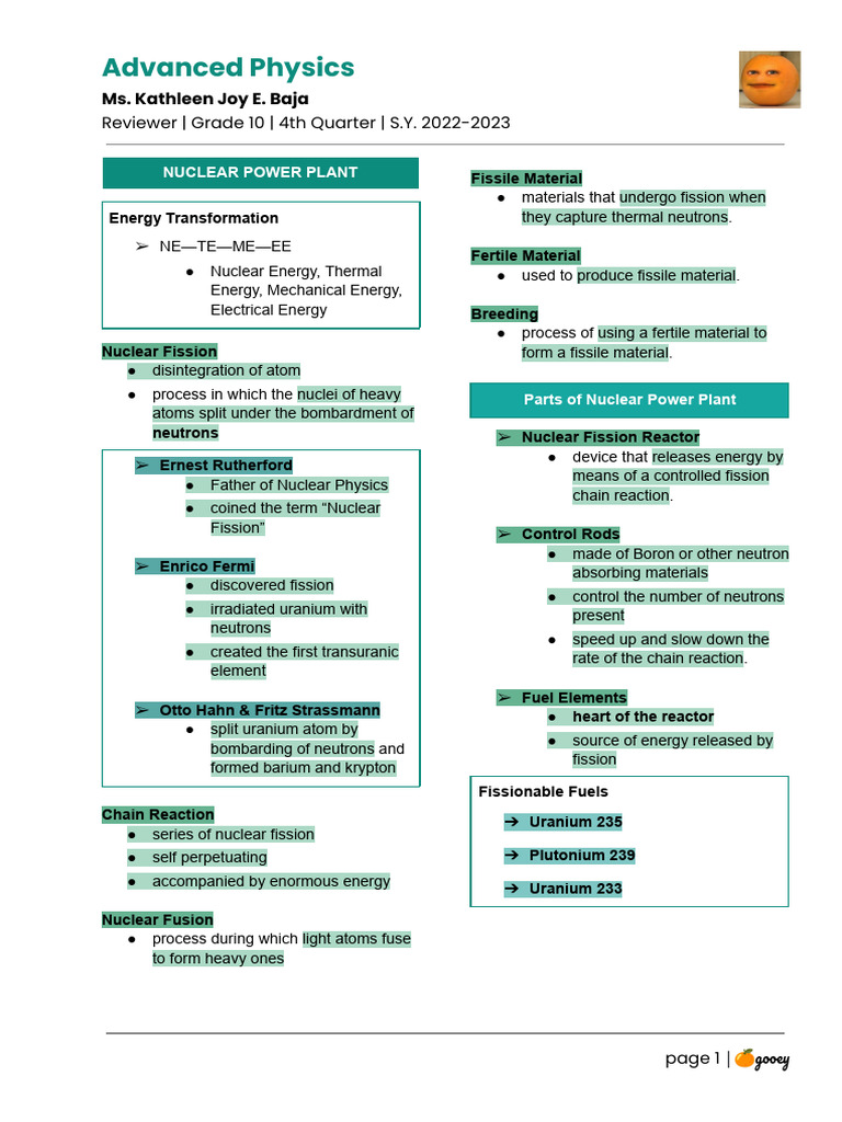 Nuclear Power Plant Overview and Concepts | PDF | Nuclear Fission ...
