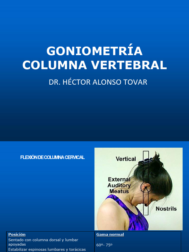 Goniometria Columna | PDF | La columna vertebral | Anatomía