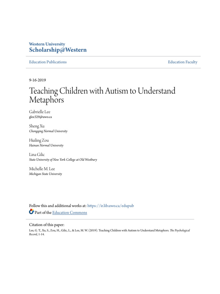Teaching Children With Autism To Understand Metaphors | PDF | Autism ...