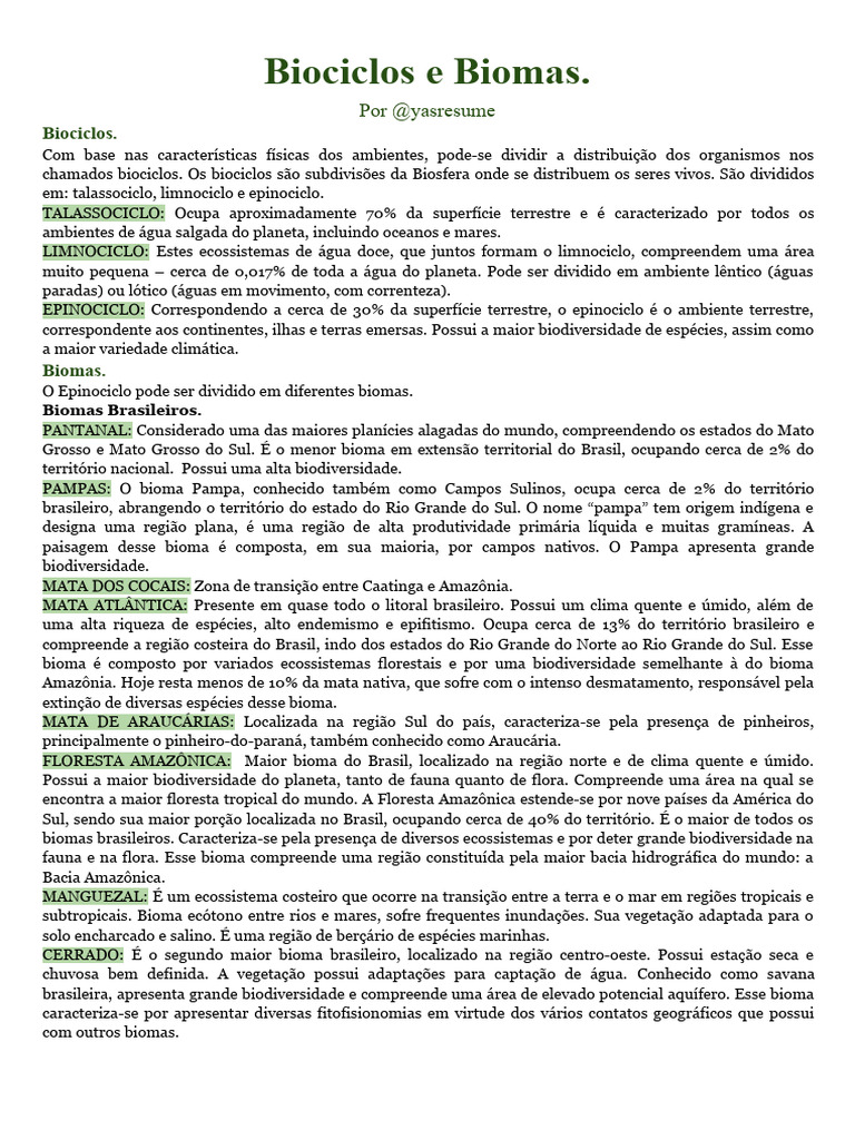 Biociclos e Biomas | Download grátis PDF | Florestas | Floresta Amazônica