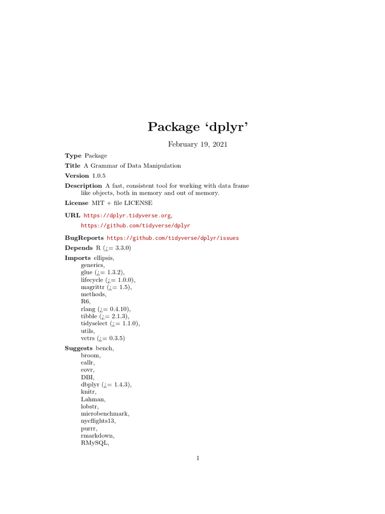 Manual Dplyr | PDF | Parameter (Computer Programming) | Anonymous Function Manual Dplyr | PDF | Parameter (Computer Programming) | Anonymous Function