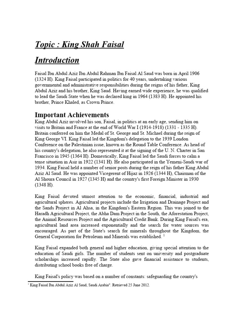 King Faisal Ibn Abdul Aziz Al Saud | PDF | House Of Saud | Saudi Arabia