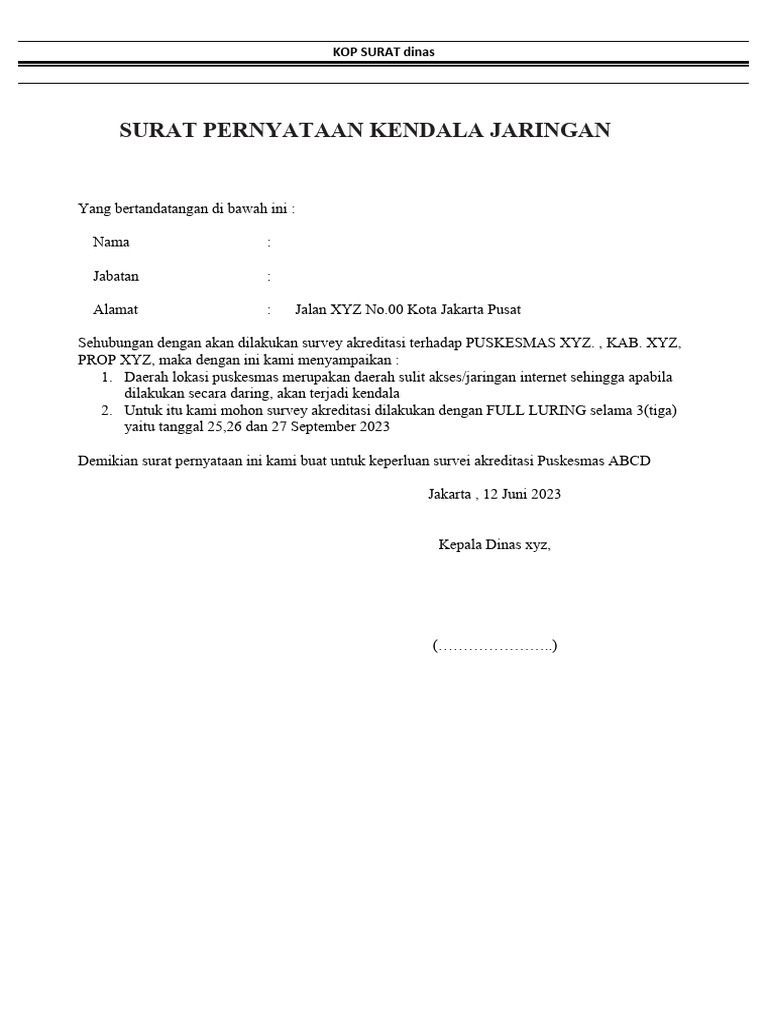 Surat KENDALA JARINGAN | PDF