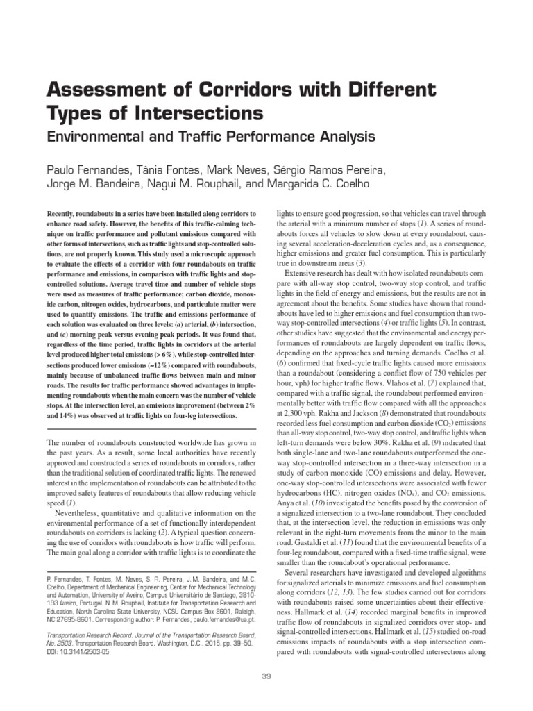 11.assessment of Corridors With Different Types of Intersections | PDF ...
