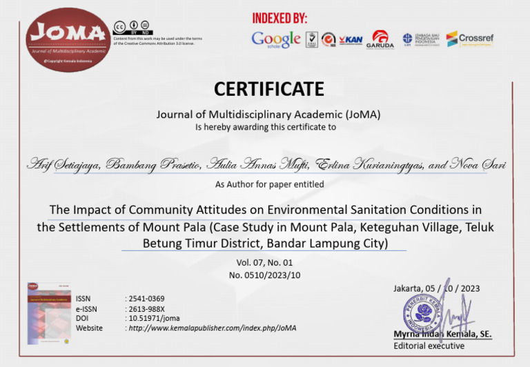 Joma Certificate Arif Setia 2023 Rev 1 | PDF