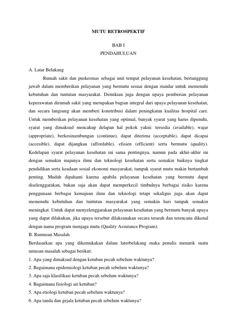 Mutu Retrospektif | PDF