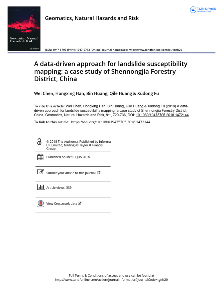A Data Driven Approach For Landslide Susceptibility Mapping A Case Study of Shennongjia Forestry ...