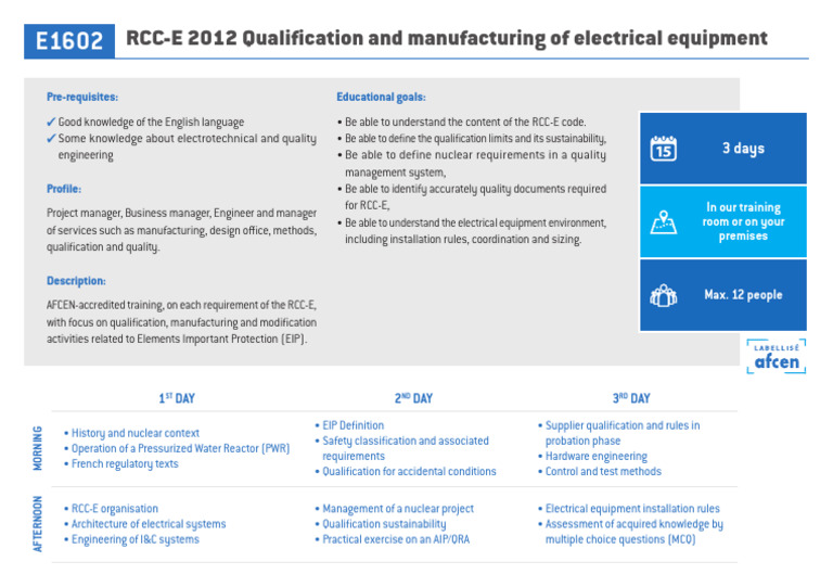 RCC-E 2012 Qualification and Manufacturing of Electrical Equipment | PDF | Engineering | Nuclear ...