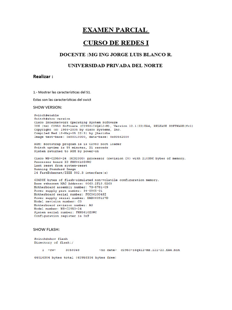 Examen Parcial - Redes1 - Aronesgreissy | PDF | Informática