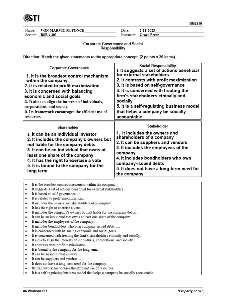 06 Worksheet 1 - ARG-GGSR-PONCE | PDF | Corporate Governance ...